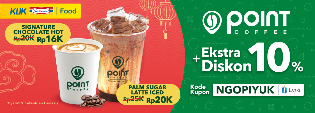 Promo Point Coffee Diskon 10% khusus i.saku | KlikIndomaret