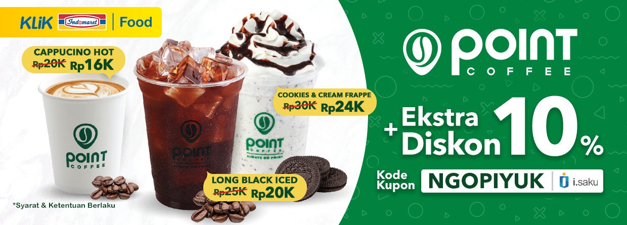 Promo Point Coffee Disc 10% Khusus i.saku | KlikIndomaret